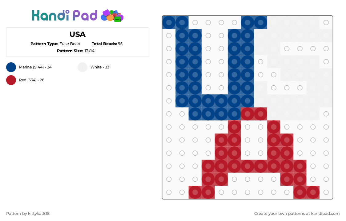 USA Fuse Bead Pattern - Kandi Pad | Kandi Patterns, Fuse Bead Patterns ...