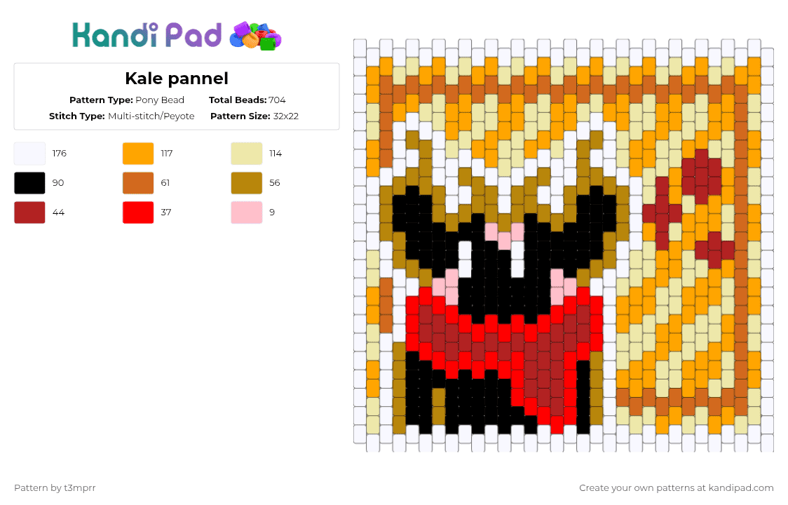 Kale pannel Pony Bead Pattern - Kandi Pad | Kandi Patterns, Fuse Bead ...