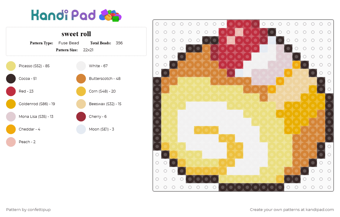 Sweet roll Fuse Bead Pattern - Kandi Pad | Kandi Patterns, Fuse Bead ...