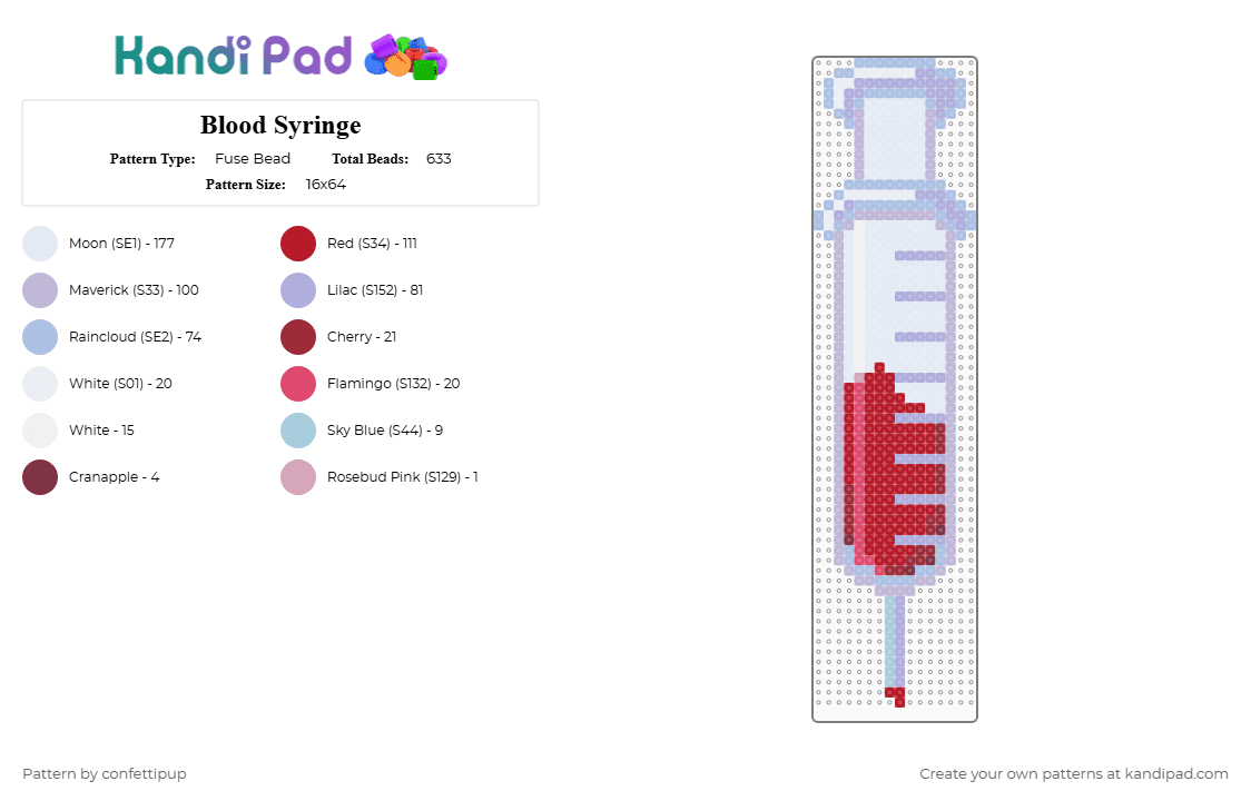 Blood Syringe Fuse Bead Pattern - Kandi Pad | Kandi Patterns, Fuse Bead ...