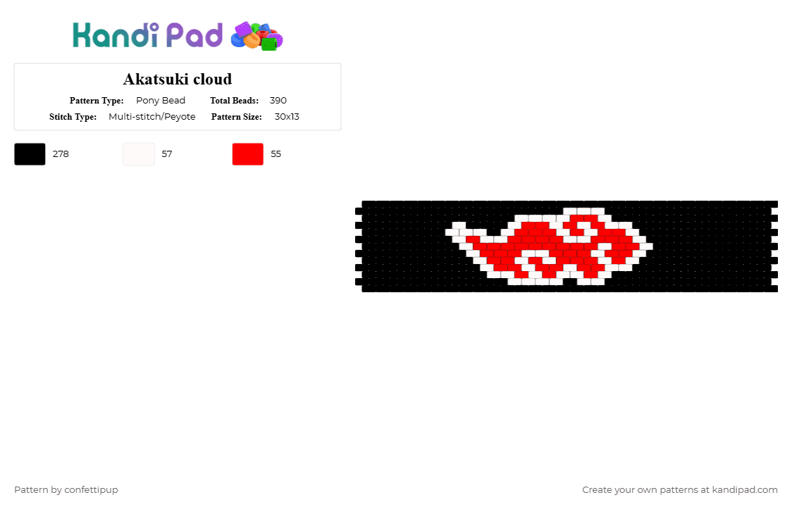 Akatsuki cloud Pony Bead Pattern - Kandi Pad | Kandi Patterns, Fuse ...