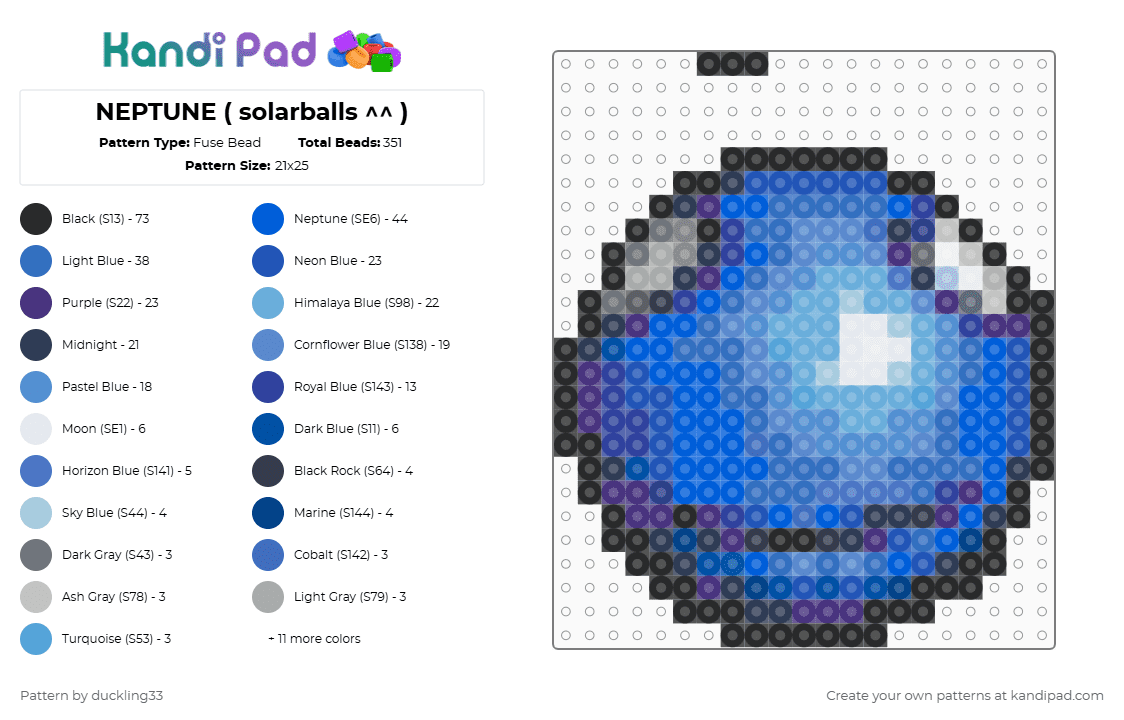 NEPTUNE ( solarballs ^^ ) Fuse Bead Pattern - Kandi Pad | Kandi ...