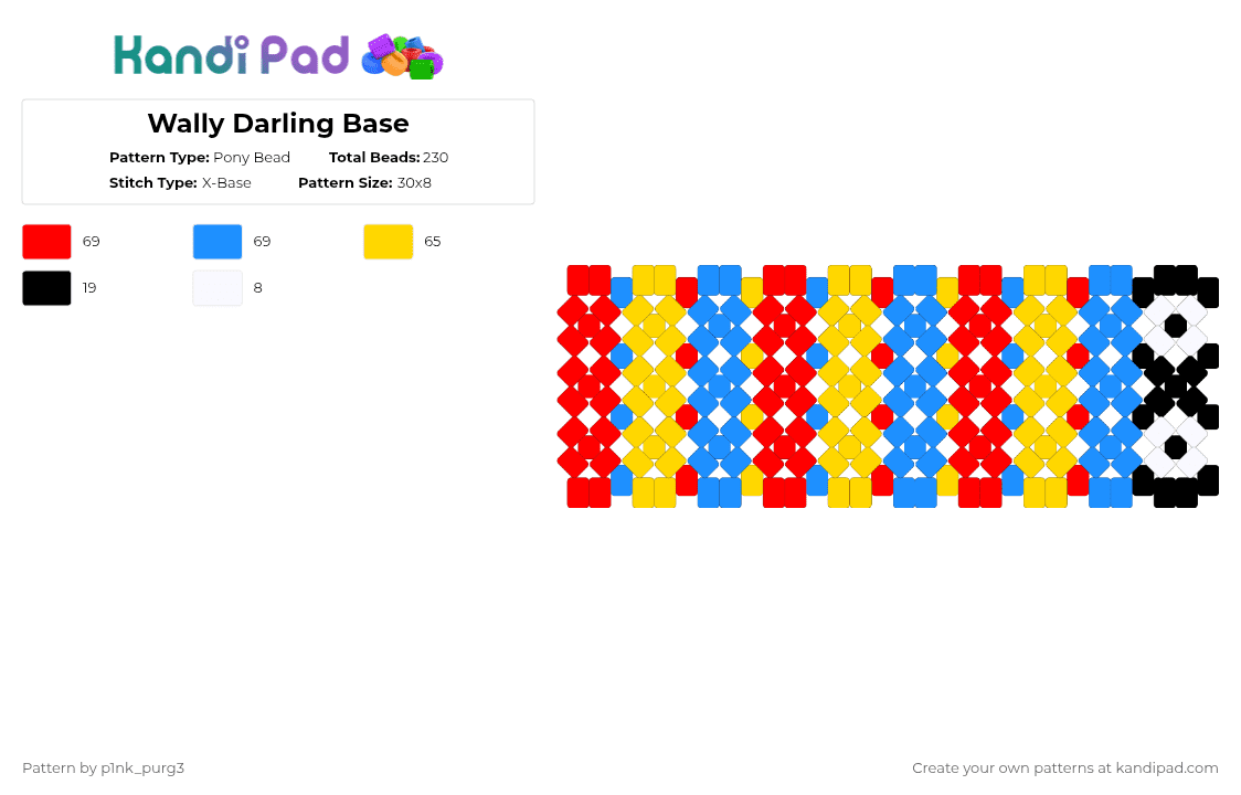Wally Darling Base Pony Bead Pattern - Kandi Pad | Kandi Patterns, Fuse ...