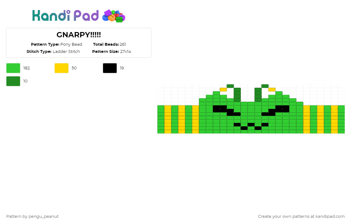 GNARPY!!!!! Pony Bead Pattern - Kandi Pad | Kandi Patterns, Fuse Bead ...