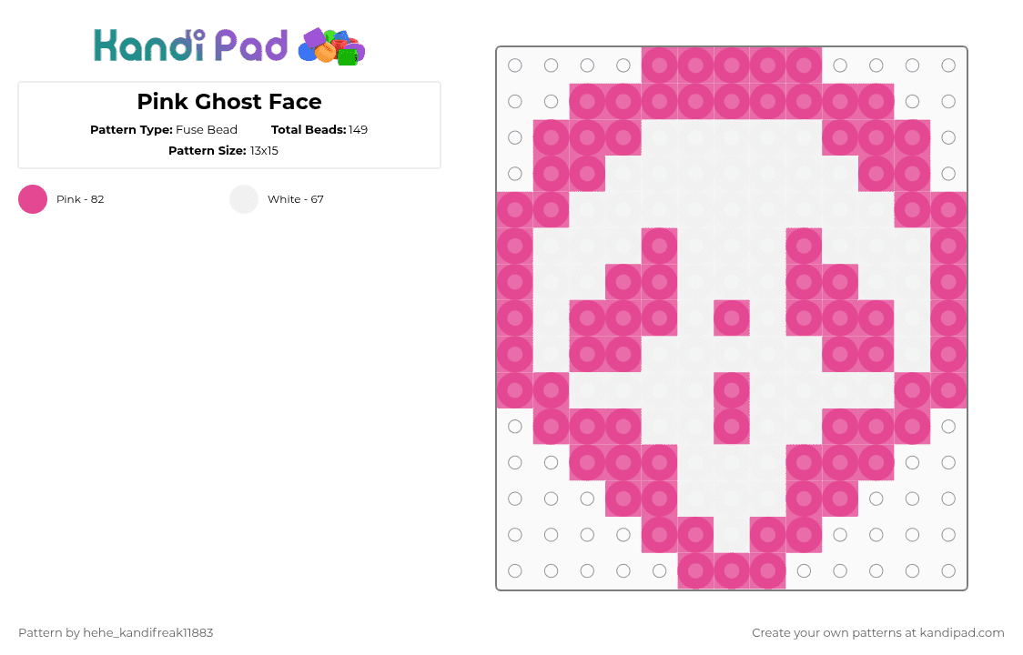 Pink Ghost Face Fuse Bead Pattern - Kandi Pad | Kandi Patterns, Fuse ...