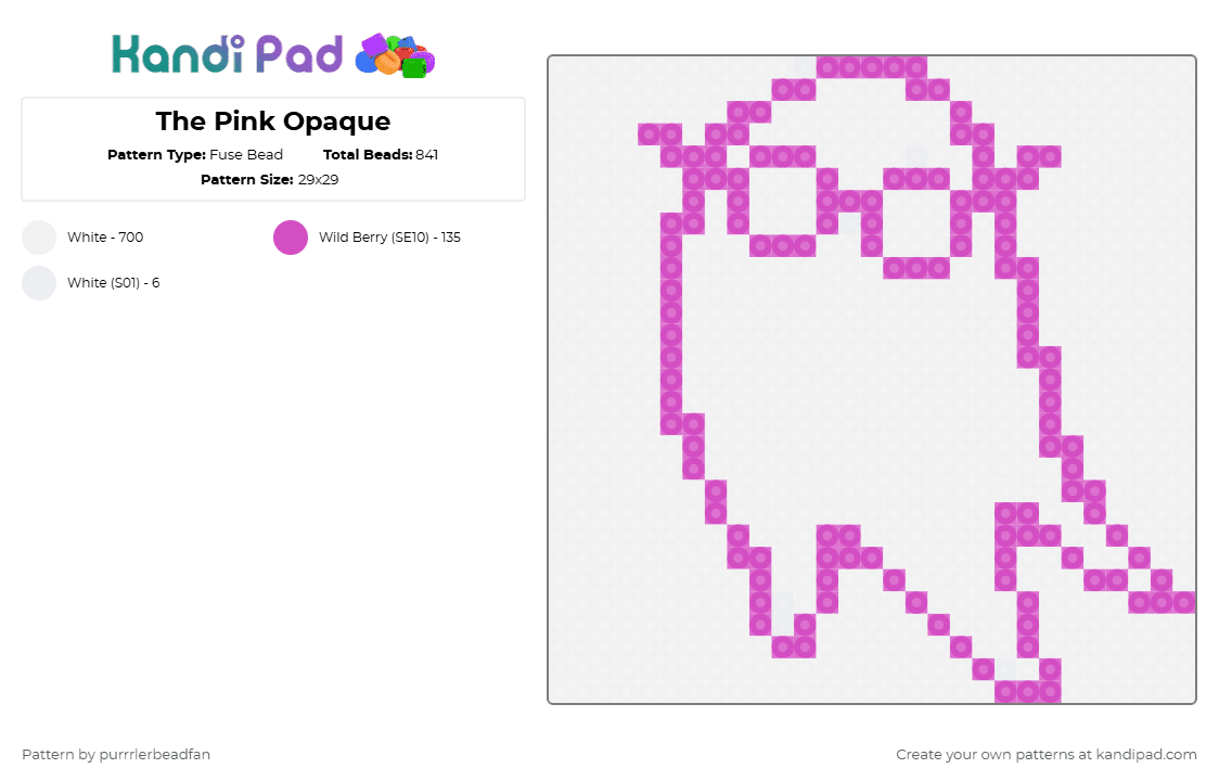 The Pink Opaque Fuse Bead Pattern - Kandi Pad | Kandi Patterns, Fuse ...