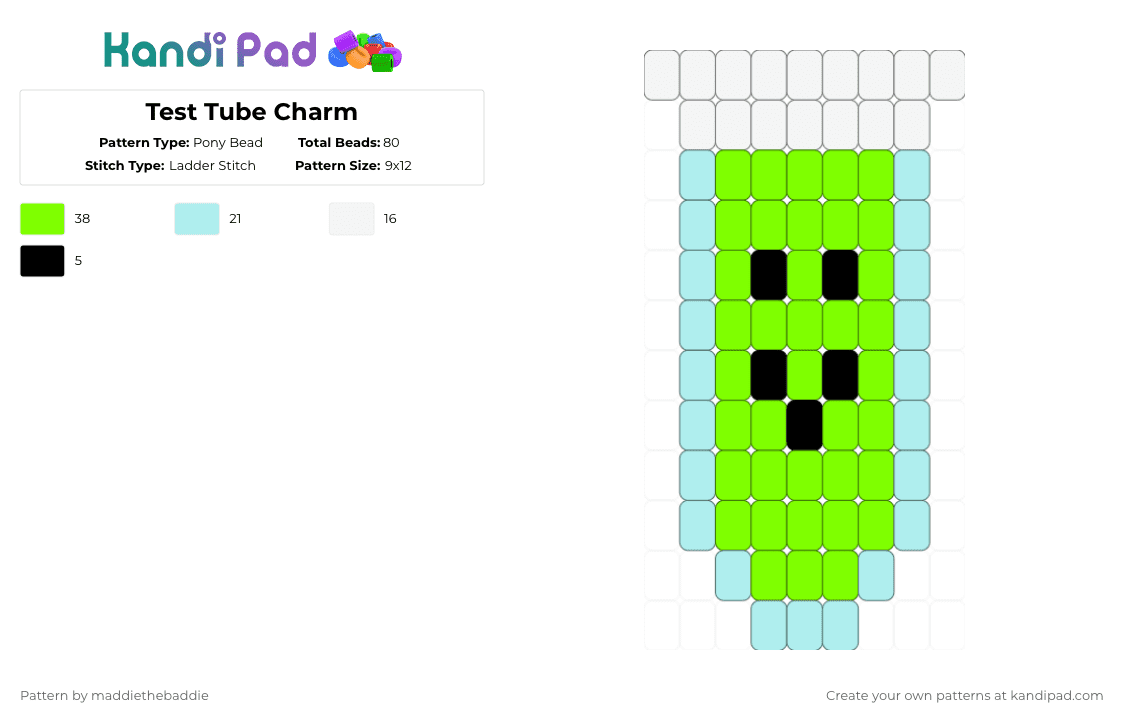 Test Tube Charm Pony Bead Pattern - Kandi Pad | Kandi Patterns, Fuse ...