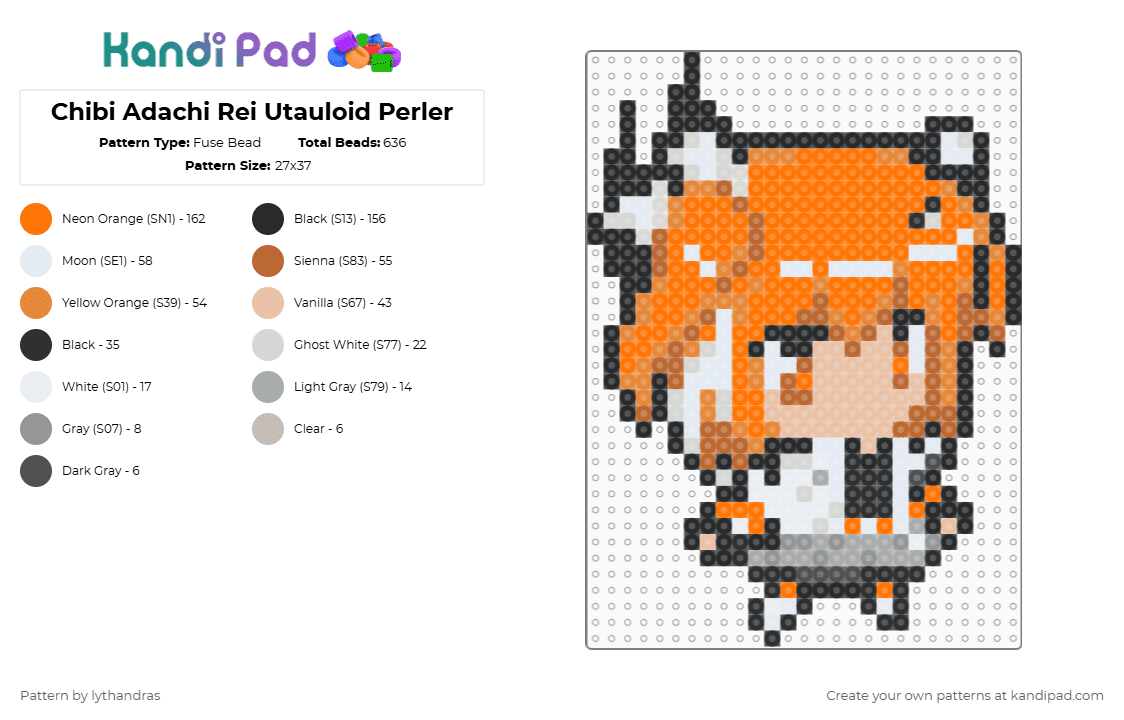 Chibi Adachi Rei Utauloid Perler Fuse Bead Pattern - Kandi Pad | Kandi ...