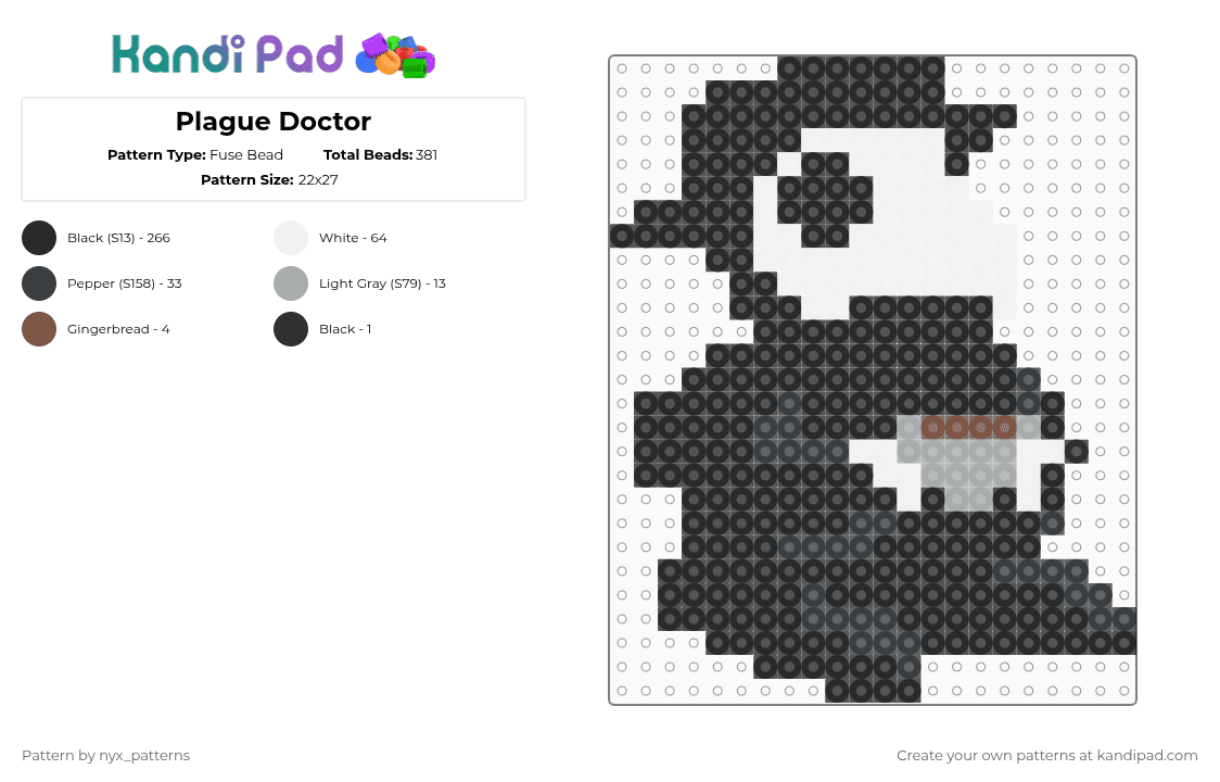 Plague Doctor Fuse Bead Pattern - Kandi Pad | Kandi Patterns, Fuse Bead ...