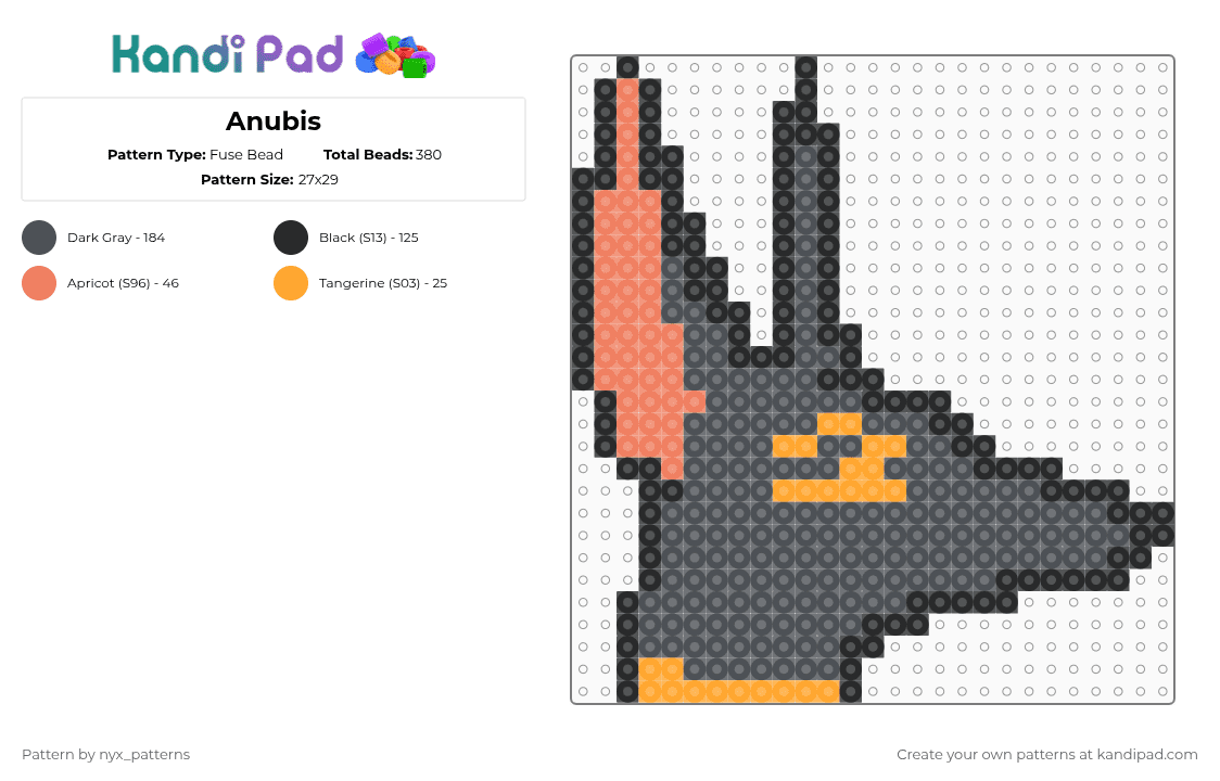 Anubis Fuse Bead Pattern - Kandi Pad | Kandi Patterns, Fuse Bead ...