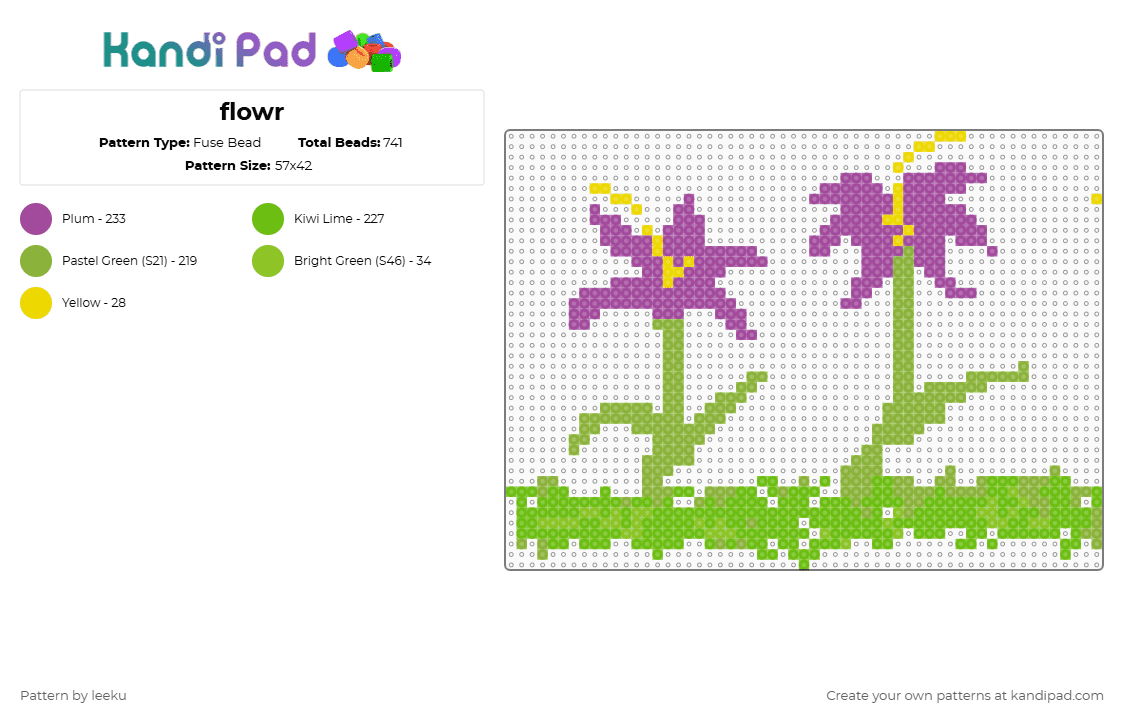 Flowr Fuse Bead Pattern - Kandi Pad | Kandi Patterns, Fuse Bead ...