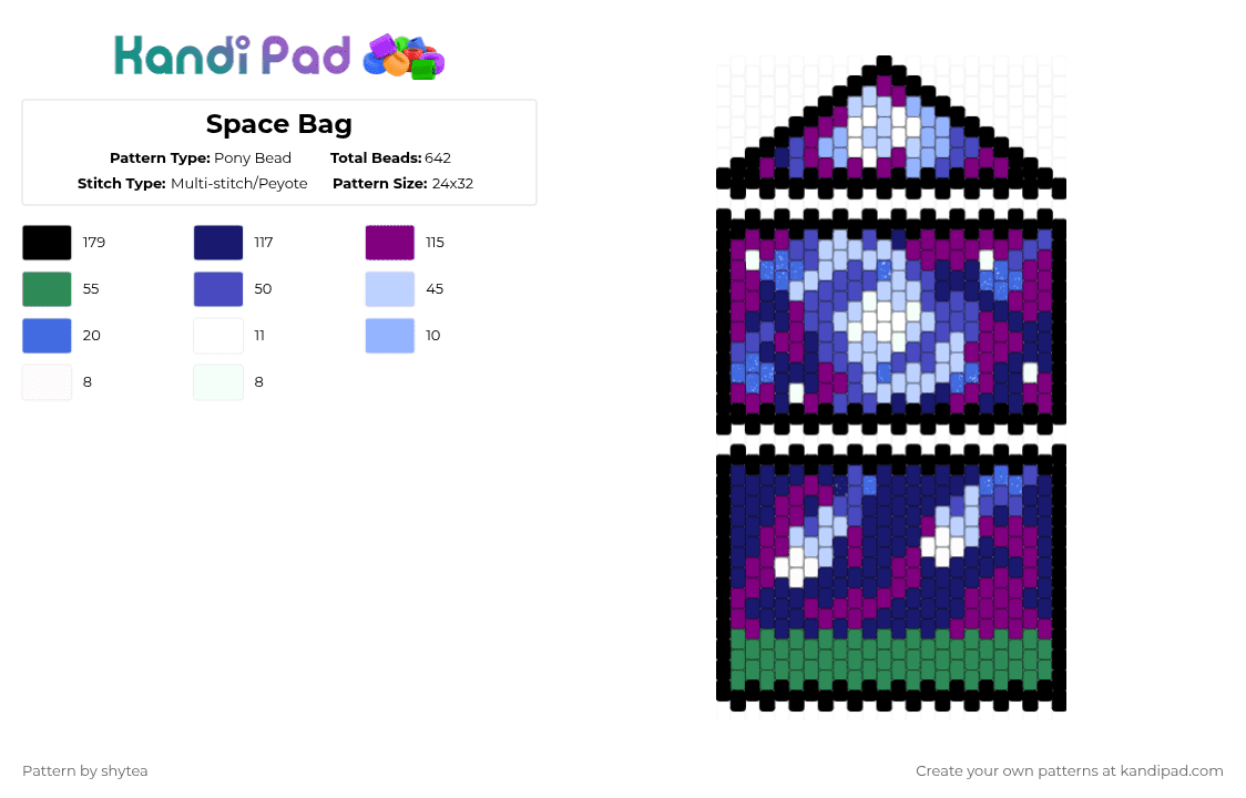Space Bag Pony Bead Pattern - Kandi Pad | Kandi Patterns, Fuse Bead ...