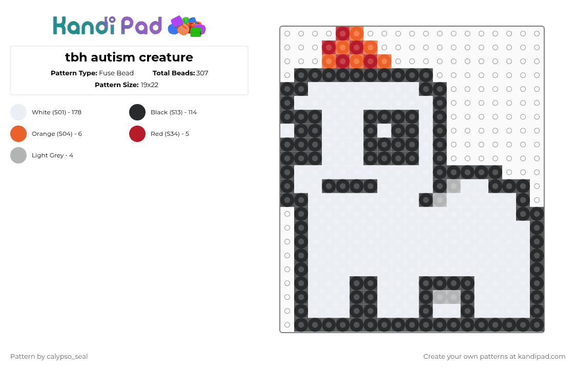 Tbh autism creature Fuse Bead Pattern - Kandi Pad | Kandi Patterns ...