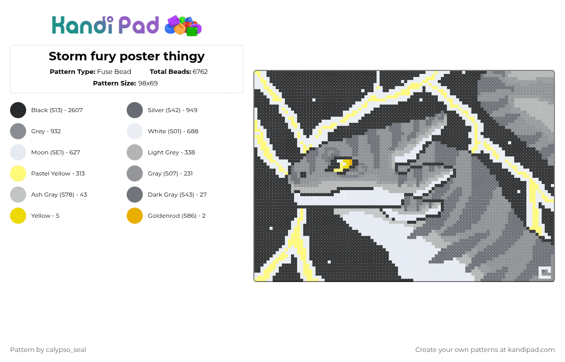 Storm fury poster thingy Fuse Bead Pattern - Kandi Pad | Kandi Patterns ...