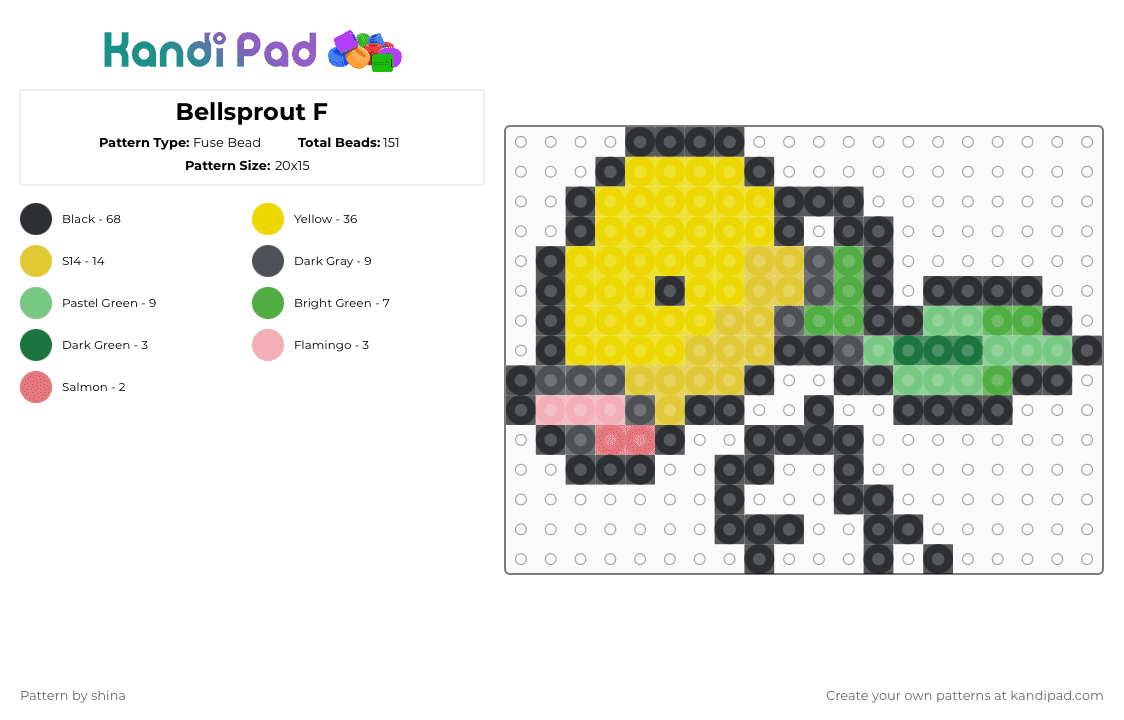 Bellsprout F Fuse Bead Pattern - Kandi Pad | Kandi Patterns, Fuse Bead ...