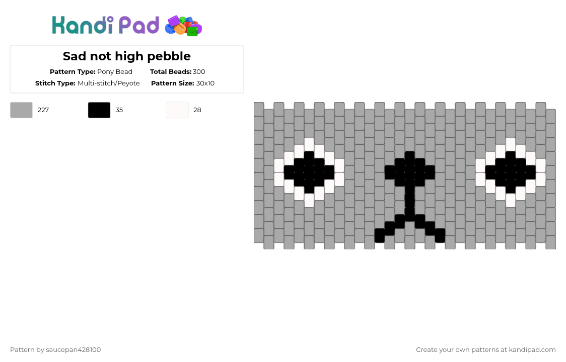 Sad not high pebble Pony Bead Pattern - Kandi Pad | Kandi Patterns ...