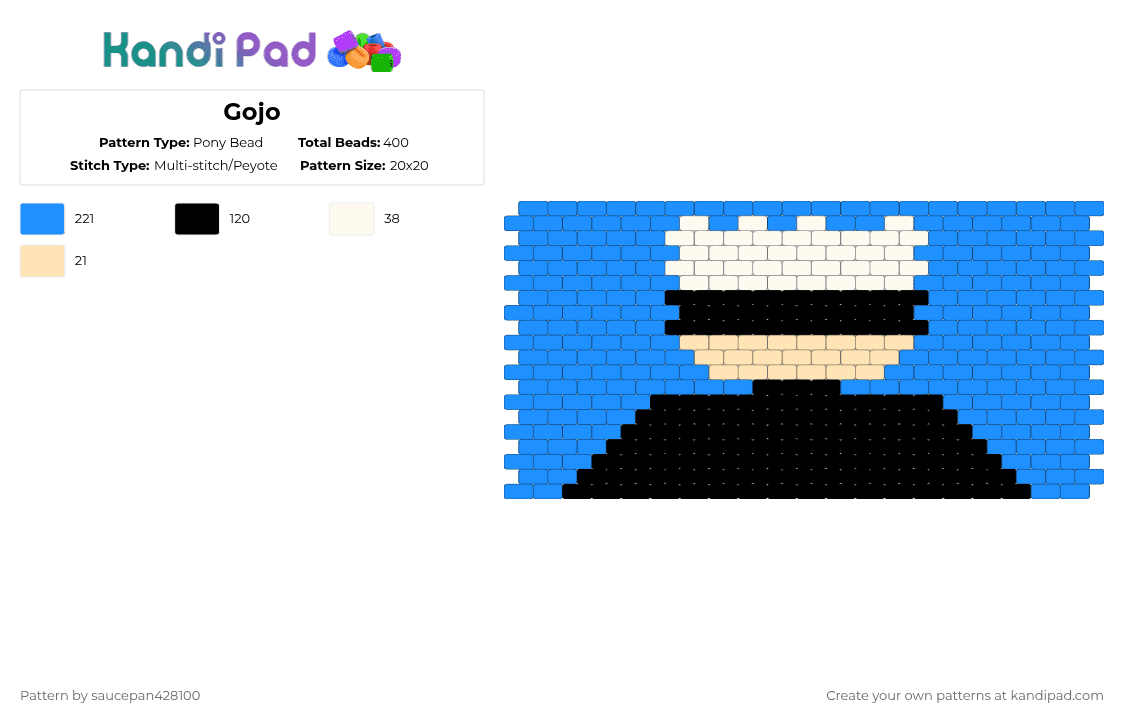 Gojo Pony Bead Pattern - Kandi Pad | Kandi Patterns, Fuse Bead Patterns ...