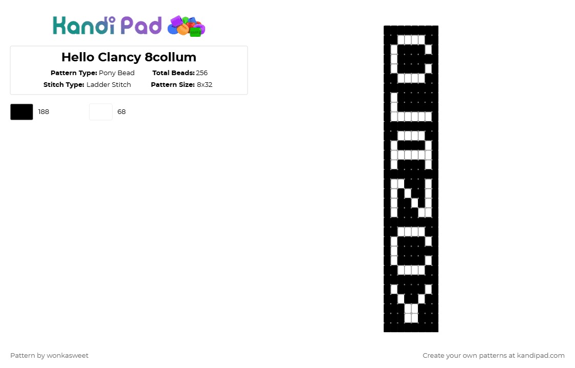 Hello Clancy Pony Bead Pattern - Kandi Pad | Kandi Patterns, Fuse Bead ...