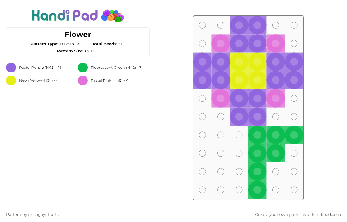 Flower Fuse Bead Pattern - Kandi Pad | Kandi Patterns, Fuse Bead ...