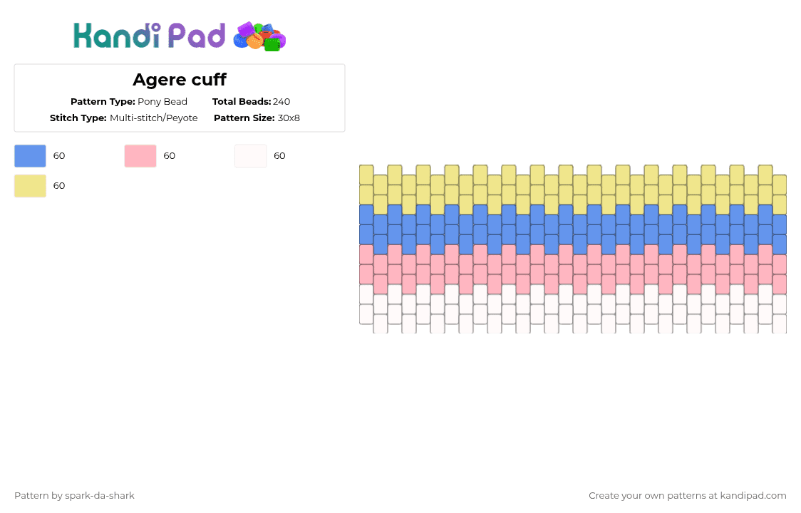 Agere cuff Pony Bead Pattern - Kandi Pad | Kandi Patterns, Fuse Bead ...