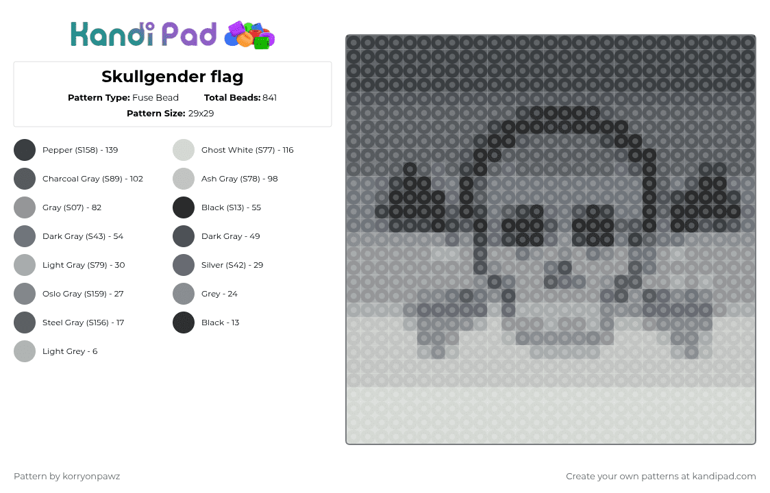 Skullgender flag Fuse Bead Pattern - Kandi Pad | Kandi Patterns, Fuse ...