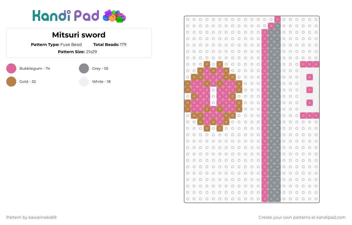 Mitsuri sword Fuse Bead Pattern - Kandi Pad | Kandi Patterns, Fuse Bead ...