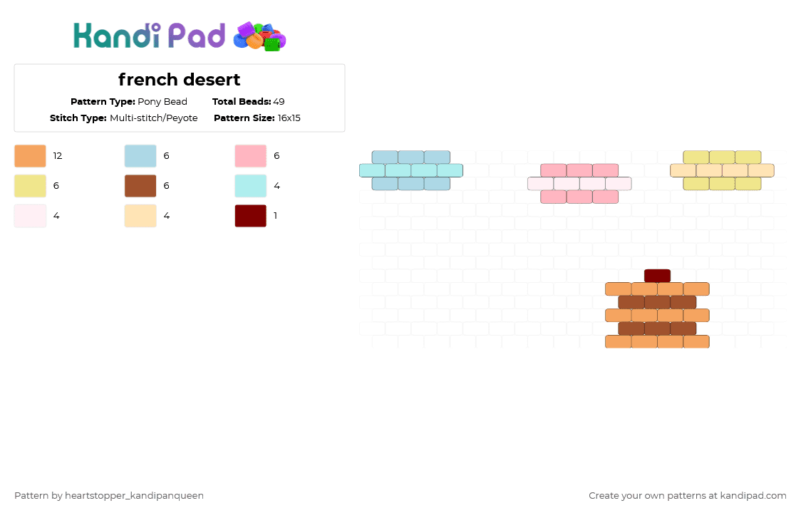 French desert Pony Bead Pattern - Kandi Pad | Kandi Patterns, Fuse Bead ...
