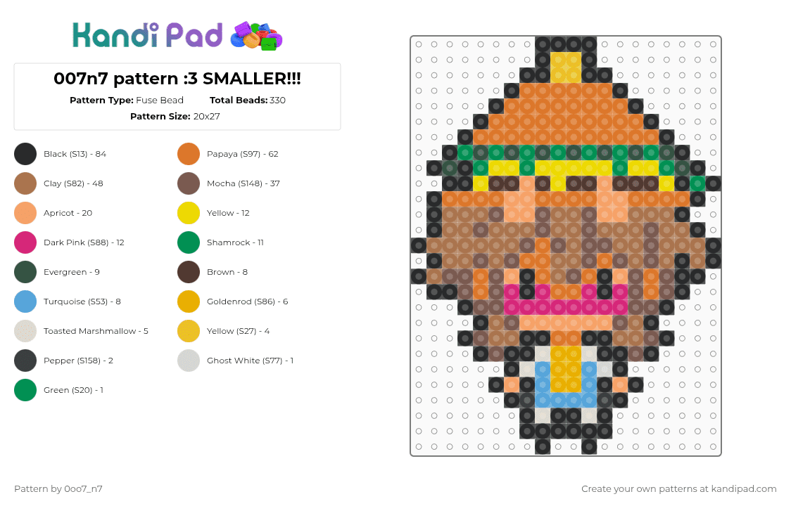 007n7 pattern :3 SMALLER!!! Fuse Bead Pattern - Kandi Pad | Kandi ...