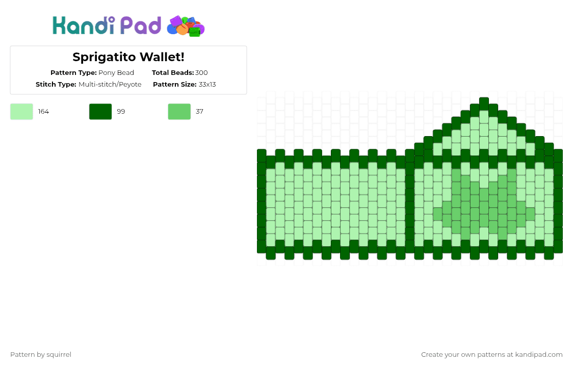 Sprigatito Wallet! Pony Bead Pattern - Kandi Pad | Kandi Patterns, Fuse ...