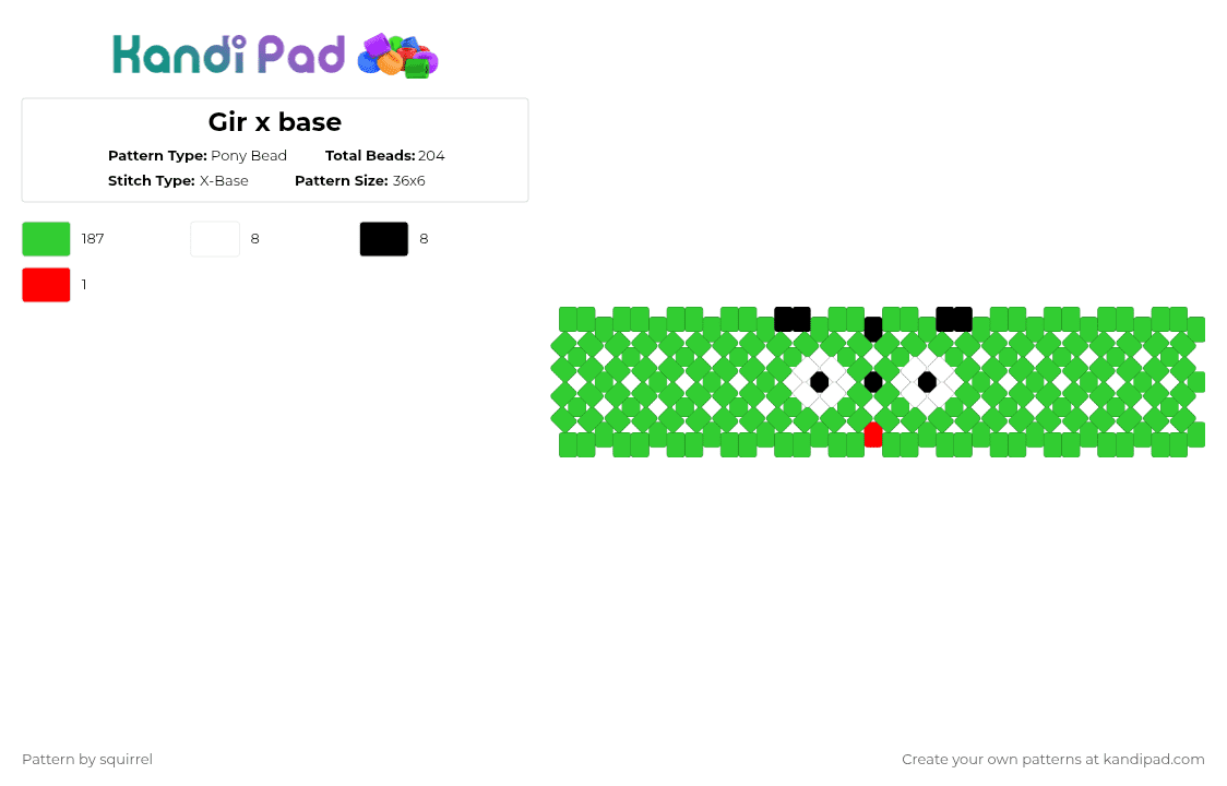 Gir x base Pony Bead Pattern - Kandi Pad | Kandi Patterns, Fuse Bead ...