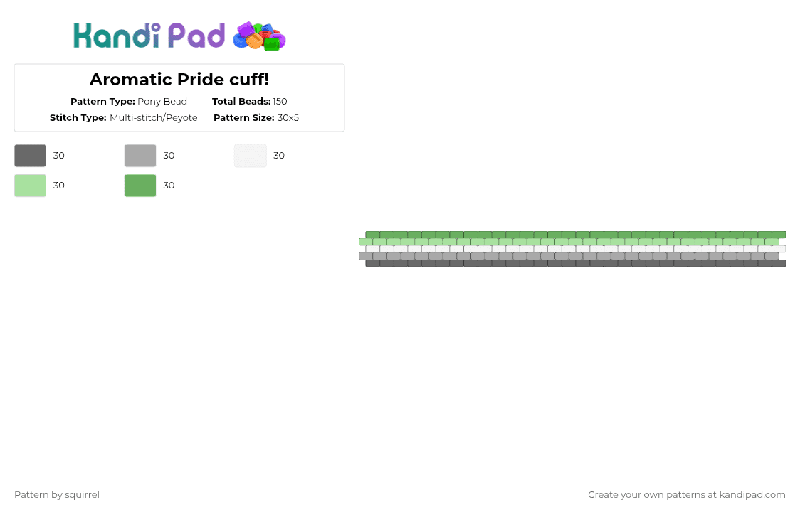 Aromatic Pride cuff! Pony Bead Pattern - Kandi Pad | Kandi Patterns ...