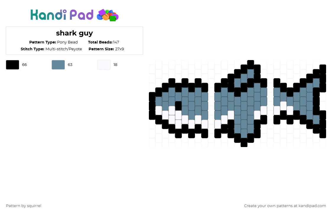 Shark guy Pony Bead Pattern - Kandi Pad | Kandi Patterns, Fuse Bead ...