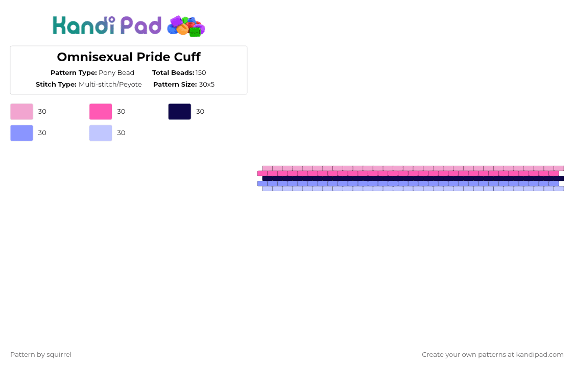 Omnisexual Pride Cuff Pony Bead Pattern - Kandi Pad | Kandi Patterns ...