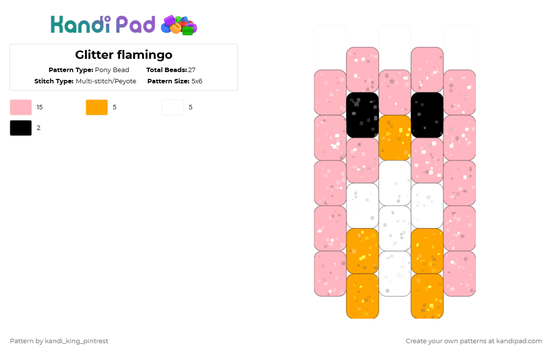 Glitter flamingo Pony Bead Pattern - Kandi Pad | Kandi Patterns, Fuse ...