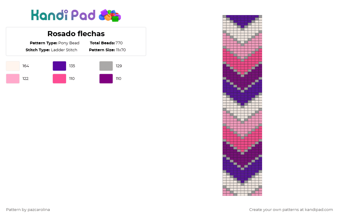 Rosado flechas Pony Bead Pattern - Kandi Pad | Kandi Patterns, Fuse ...