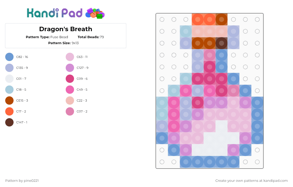Dragon's Breath Fuse Bead Pattern - Kandi Pad | Kandi Patterns, Fuse ...