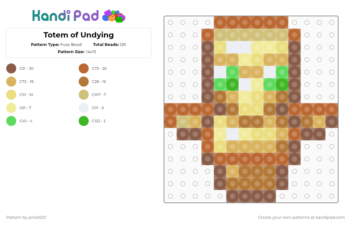 Totem of Undying Fuse Bead Pattern - Kandi Pad | Kandi Patterns, Fuse ...