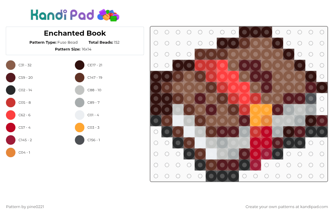 Enchanted Book Fuse Bead Pattern - Kandi Pad | Kandi Patterns, Fuse ...