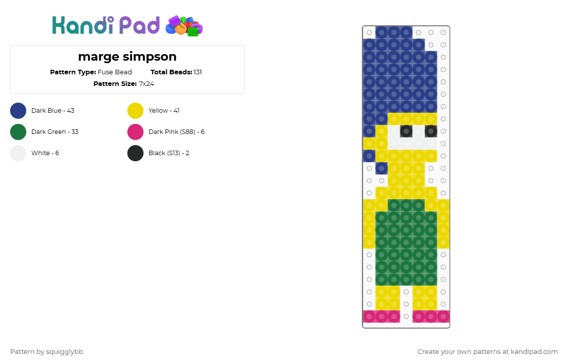 Marge simpson Fuse Bead Pattern - Kandi Pad | Kandi Patterns, Fuse Bead ...