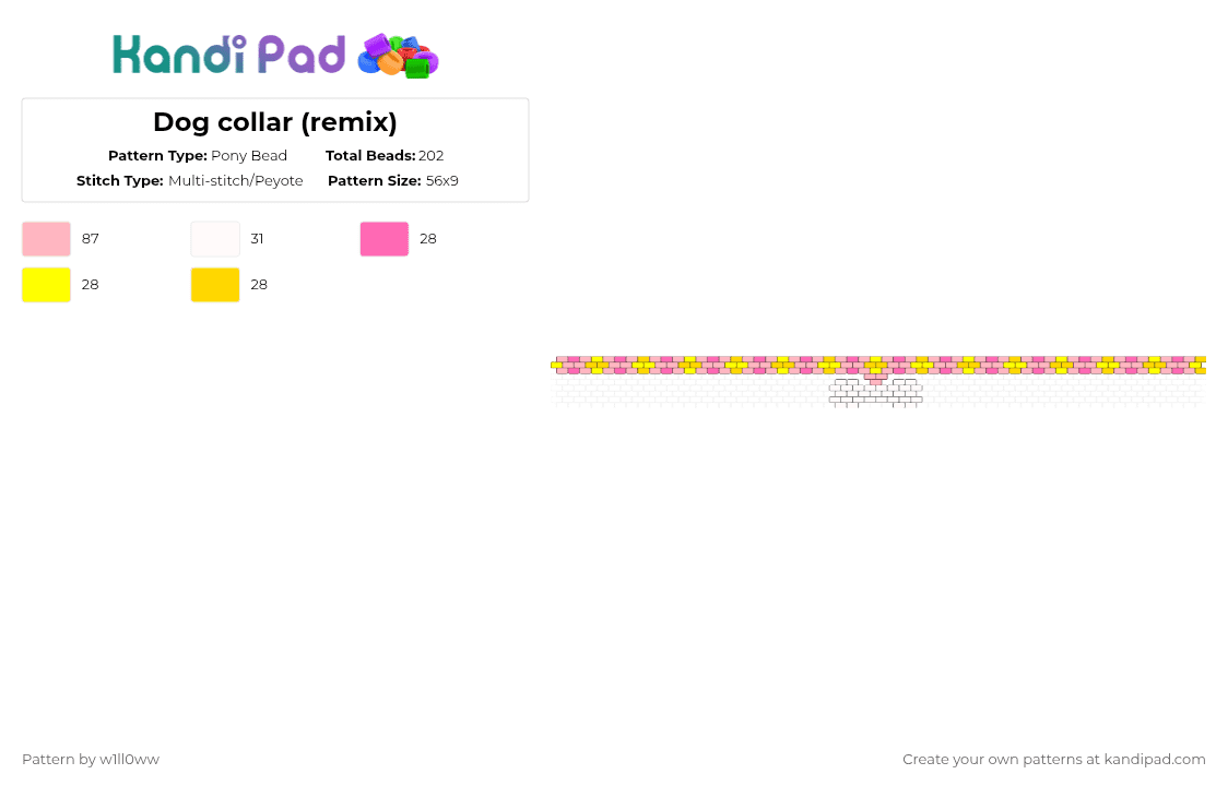 Dog collar (remix) Pony Bead Pattern - Kandi Pad | Kandi Patterns, Fuse ...