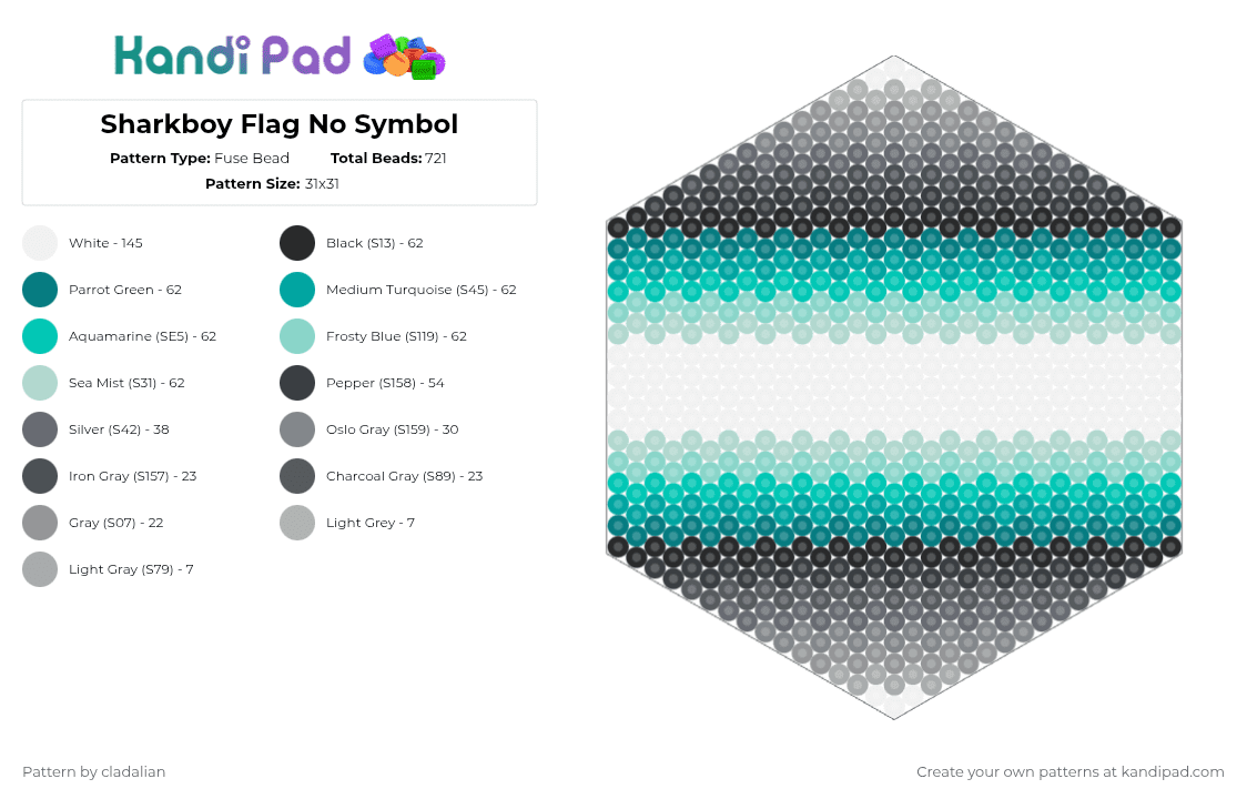 Sharkboy Flag No Symbol Fuse Bead Pattern - Kandi Pad | Kandi Patterns ...