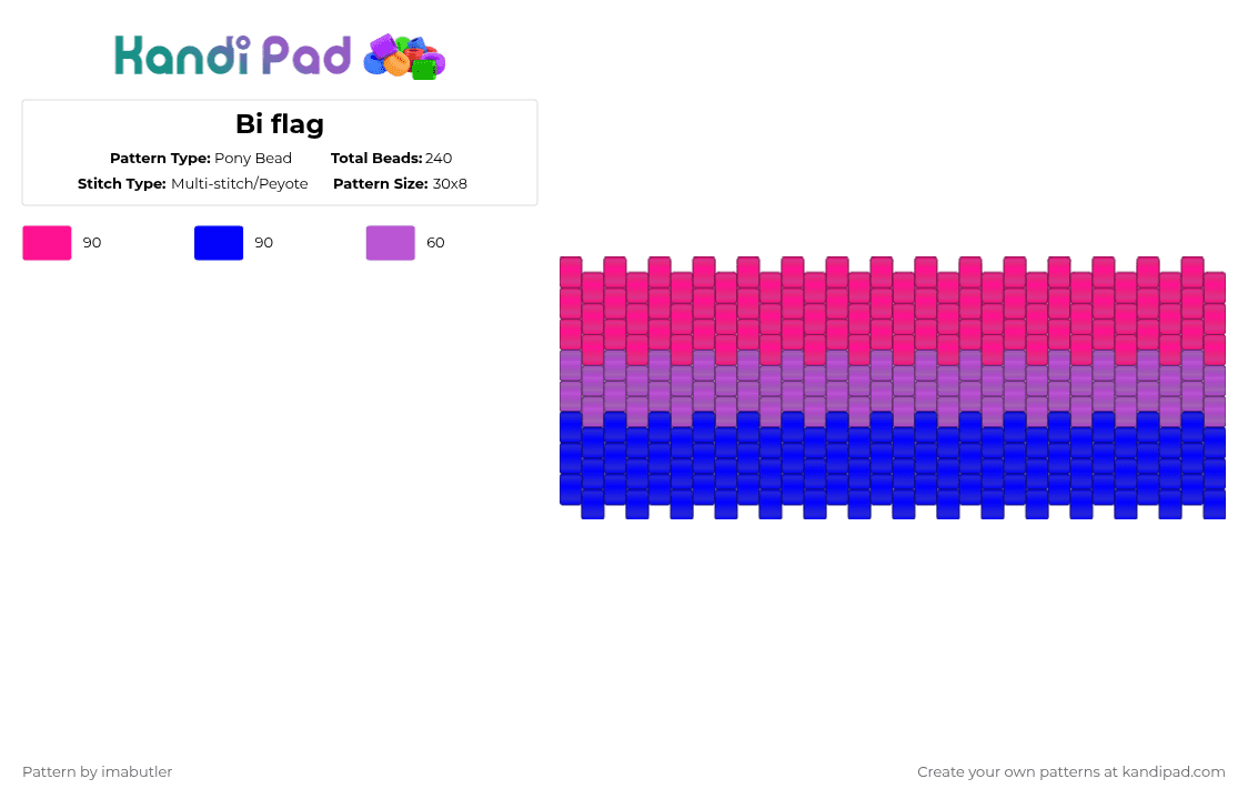 Bi flag Pony Bead Pattern - Kandi Pad | Kandi Patterns, Fuse Bead ...
