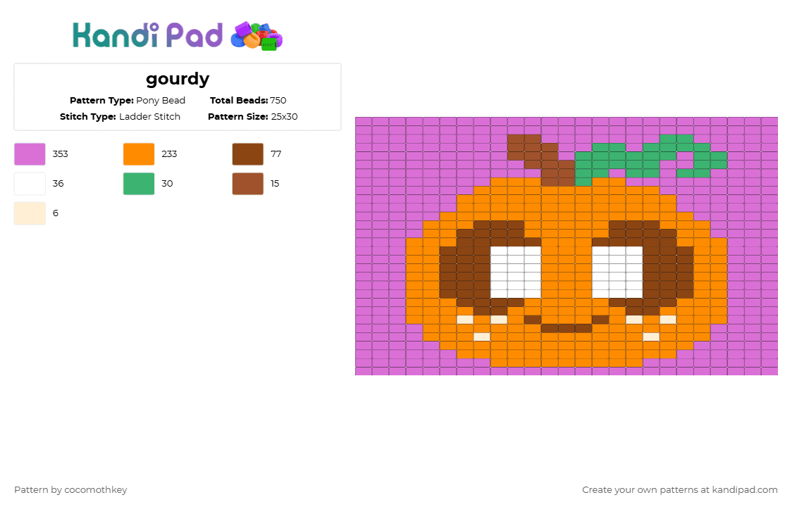 Gourdy Pony Bead Pattern - Kandi Pad | Kandi Patterns, Fuse Bead ...