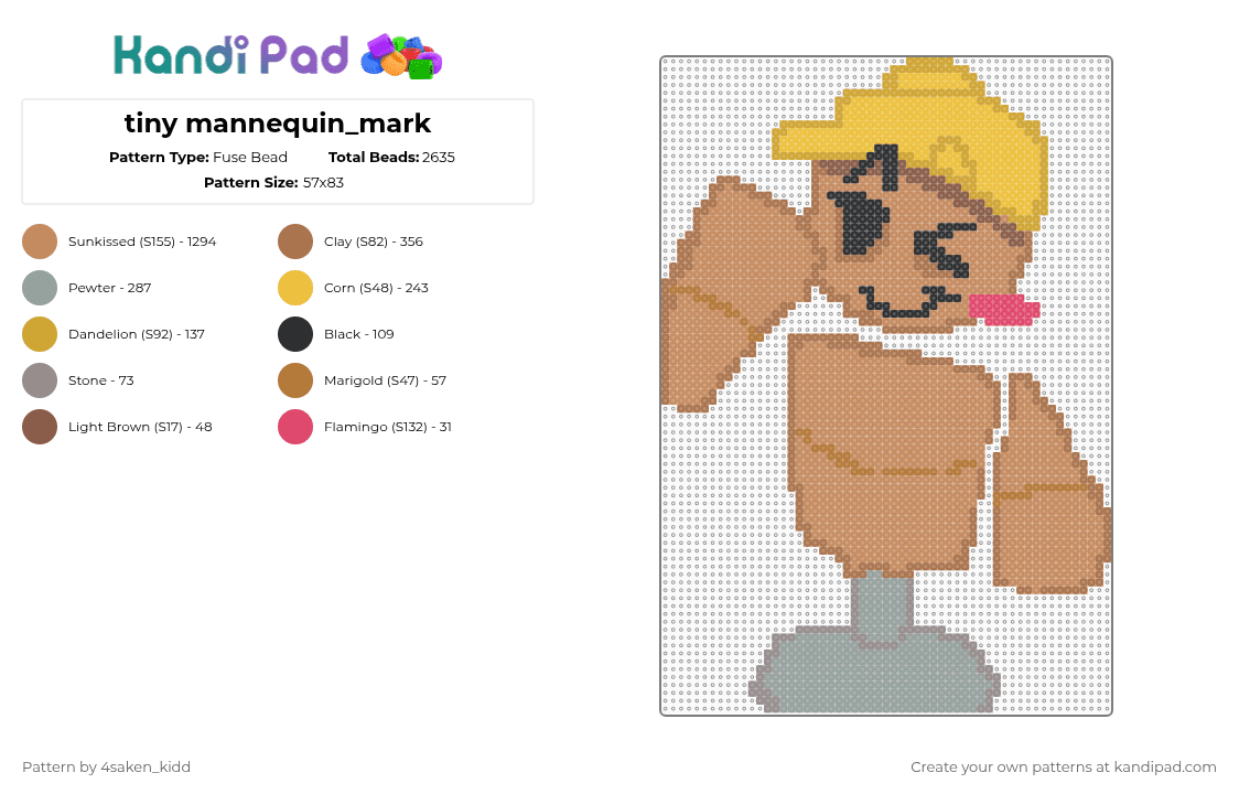 Tiny mannequin_mark Fuse Bead Pattern - Kandi Pad | Kandi Patterns ...