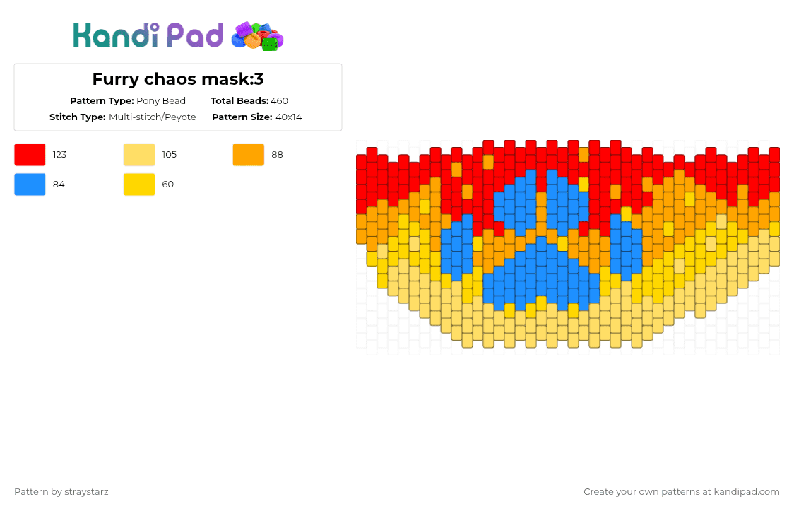 Furry chaos mask:3 Pony Bead Pattern - Kandi Pad | Kandi Patterns, Fuse ...