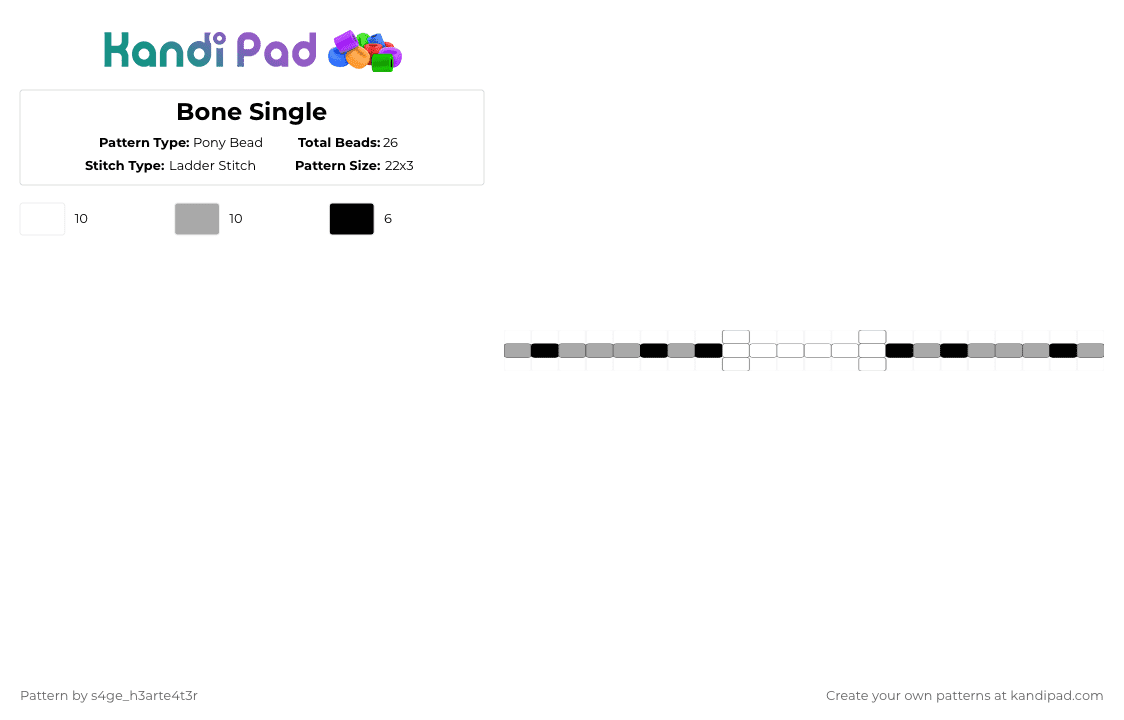 Bone Single Pony Bead Pattern - Kandi Pad | Kandi Patterns, Fuse Bead ...