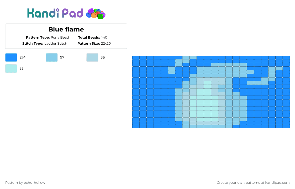Blue flame Pony Bead Pattern - Kandi Pad | Kandi Patterns, Fuse Bead ...