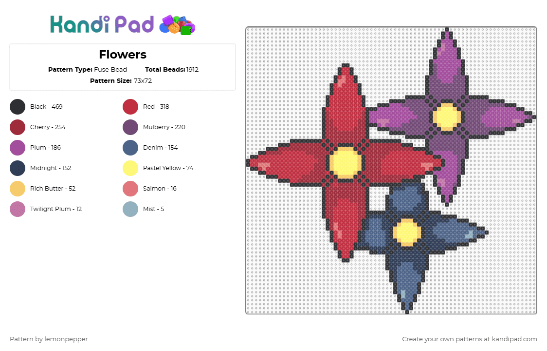 Flowers Fuse Bead Pattern - Kandi Pad | Kandi Patterns, Fuse Bead ...