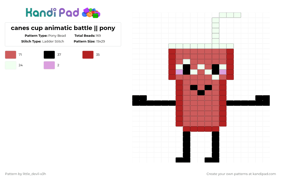 Canes cup animatic battle || pony Pony Bead Pattern - Kandi Pad | Kandi ...