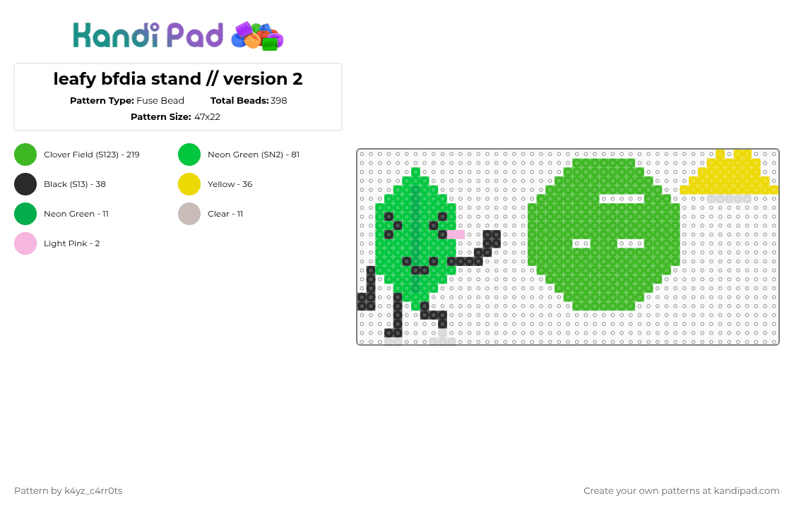 Leafy bfb stand // version 2 Fuse Bead Pattern - Kandi Pad | Kandi ...